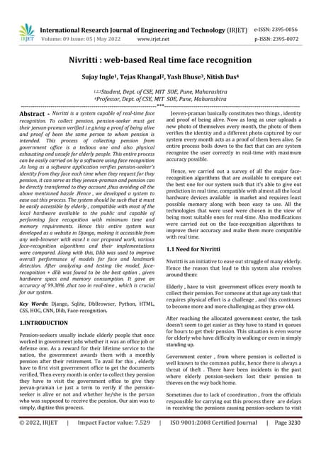 Nivritti Web Based Real Time Face Recognition Pdf