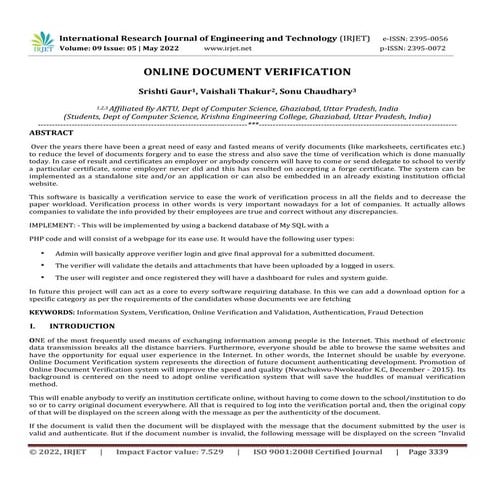 ONLINE DOCUMENT VERIFICATION | PDF