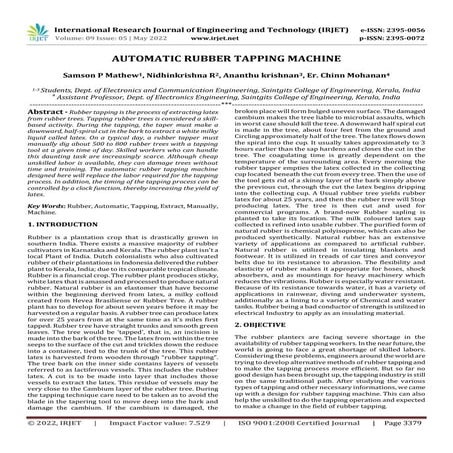 AUTOMATIC RUBBER TAPPING MACHINE | PDF