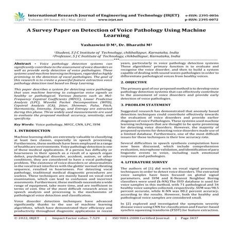 A Survey Paper on Detection of Voice Pathology Using Machine Learning | PDF
