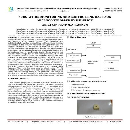 SUBSTATION MONITORING AND CONTROLLING BASED ON MICROCONTROLLER BY USING ...