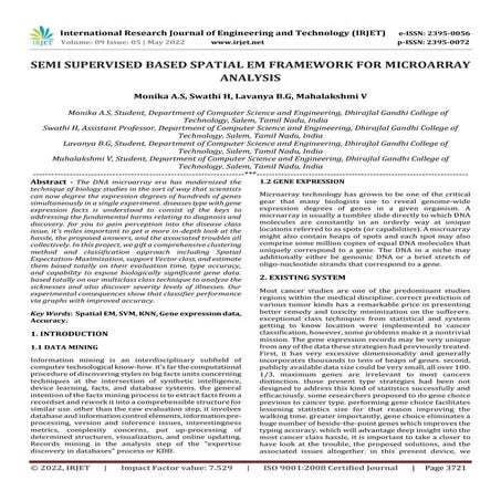 Semi Supervised Based Spatial Em Framework For Microarray Analysis Pdf Databases Computer