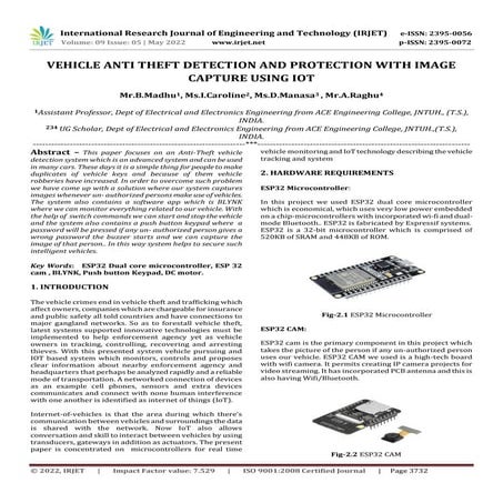 VEHICLE ANTI THEFT DETECTION AND PROTECTION WITH IMAGE CAPTURE USING ...