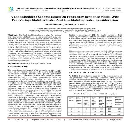 A Load Shedding Scheme Based On Frequency Response Model With Fast Voltage Stability Index And ...