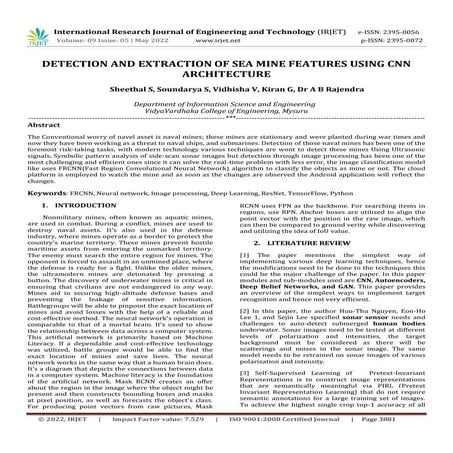 Detection And Extraction Of Sea Mine Features Using Cnn Architecture Pdf