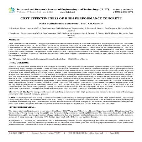 COST EFFECTIVENESS OF HIGH PERFORMANCE CONCRETE | PDF