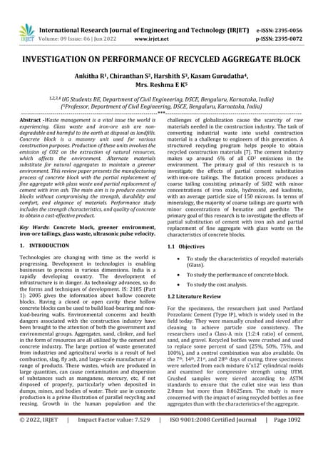 A Study on Behavior of Concrete by Partial Replacement of Coarse ...