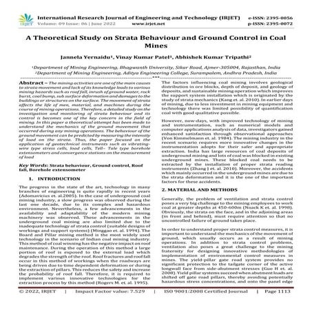 A Theoretical Study on Strata Behaviour and Ground Control in Coal ...