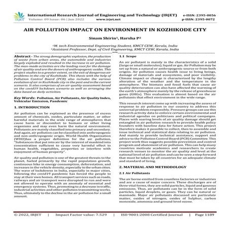 Spatial distribution map of air pollutants and its impact on human ...