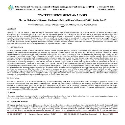 TWITTER SENTIMENT ANALYSIS | PDF | Social Networking | Internet