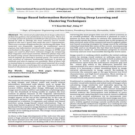 Image Based Information Retrieval Using Deep Learning And Clustering Techniques Pdf