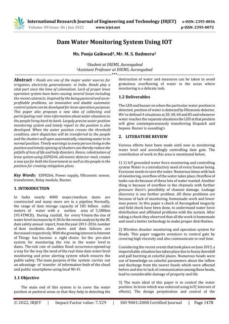 Smart Water Management System using Internet of Things (IoT) | PPTX