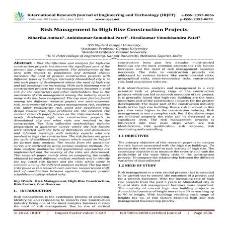 Risk Management In High Rise Construction Projects | PDF