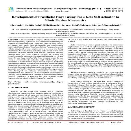 Development of Prosthetic Finger using Pneu-Nets Soft Actuator to Mimic ...