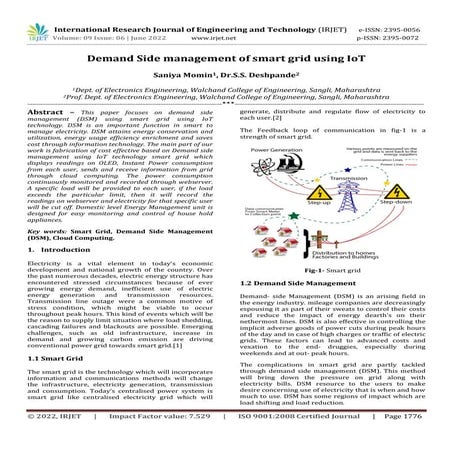 Demand Side management of smart grid using IoT | PDF