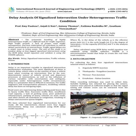 Delay Analysis Of Signalized Intersection Under Heterogeneous Traffic Condition Pdf