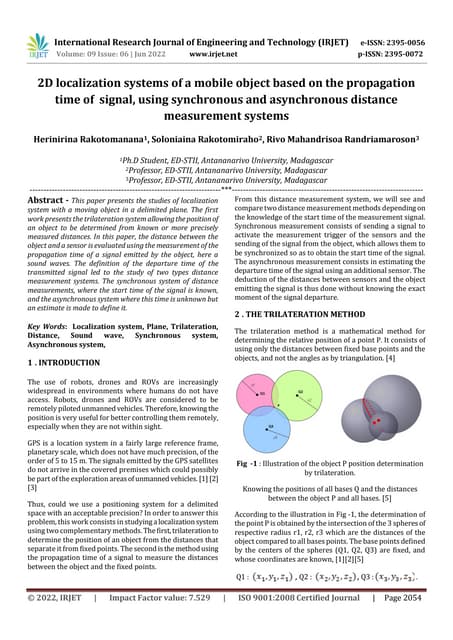2d Localization Systems Of A Mobile Object Based On The Propagation