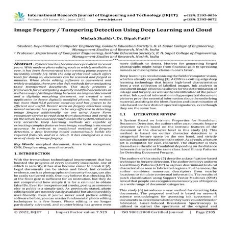 Image Forgery Tampering Detection Using Deep Learning And Cloud Pdf