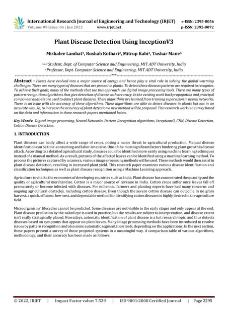 Plant Disease Detection Using Machine Learning Algorithm 1 Pptx