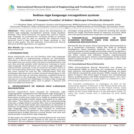 Indian Sign Language Recognition System Pdf