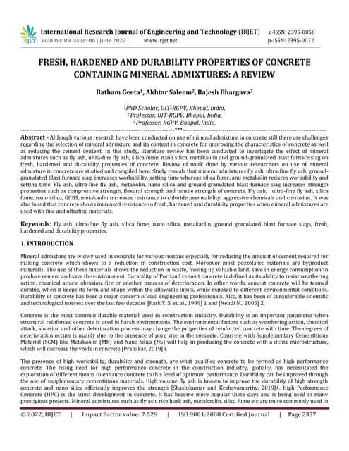 High Performance Concrete Pdf | PDF