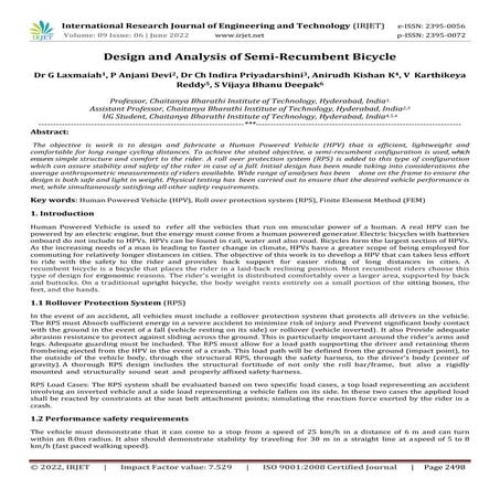 Design and Analysis of Semi-Recumbent Bicycle | PDF