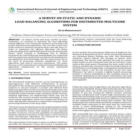 A Survey On Static And Dynamic Load Balancing Algorithms For Distributed Multicore System Pdf