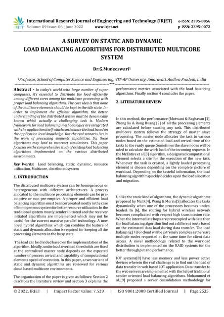 A Survey On Static And Dynamic Load Balancing Algorithms For Distributed Multicore System Pdf
