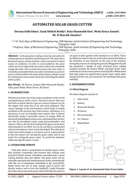 IOT based solar powered Grass cutting machine with Bluetooth remote ...