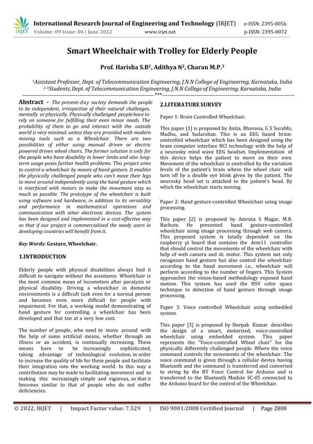 HAND GESTURE CONTROLLED WHEEL CHAIR | PPTX