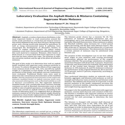 Laboratory Evaluation On Asphalt Binders & Mixtures Containing ...