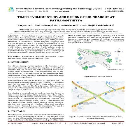 TRAFFIC VOLUME STUDY AND DESIGN OF ROUNDABOUT AT PATHANAMTHITTA | PDF