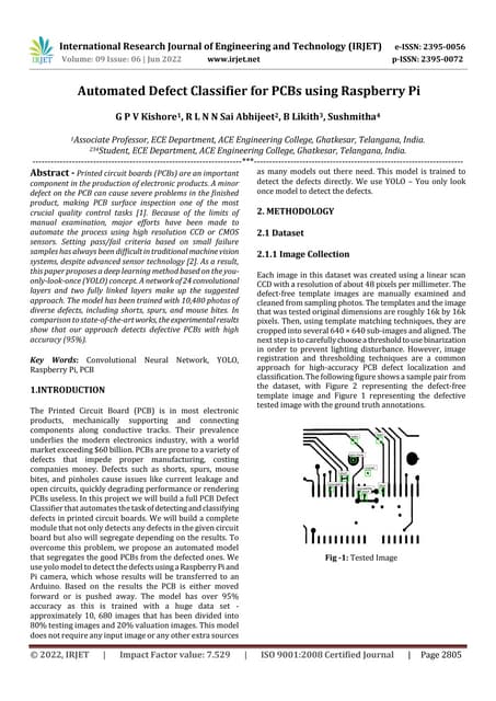 Automated Defect Classifier for PCBs using Raspberry Pi | PDF Automated Defect Classifier for PCBs using Raspberry Pi | PDF