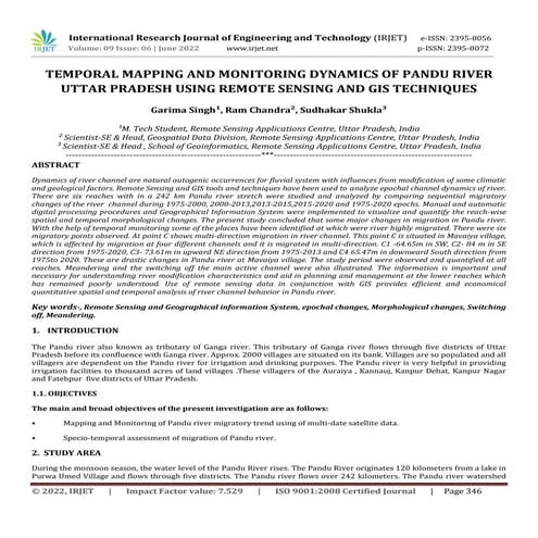 TEMPORAL MAPPING AND MONITORING DYNAMICS OF PANDU RIVER UTTAR PRADESH USING REMOTE SENSING AND ...