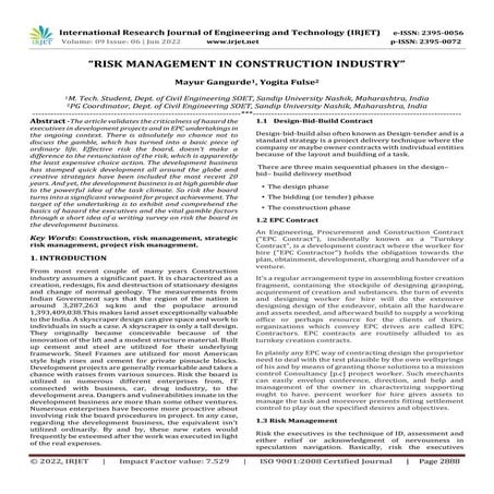 “RISK MANAGEMENT IN CONSTRUCTION INDUSTRY” | PDF