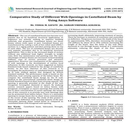 Comparative Study of Different Web Openings in Castellated Beam by Using Ansys Software | PDF ...