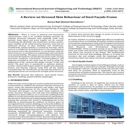 A Review on Stressed Skin Behaviour of Steel Façade Frame | PDF