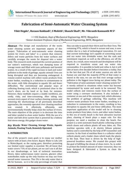 IRJET- Design and Fabrication of River Cleaning Machine | PDF ...