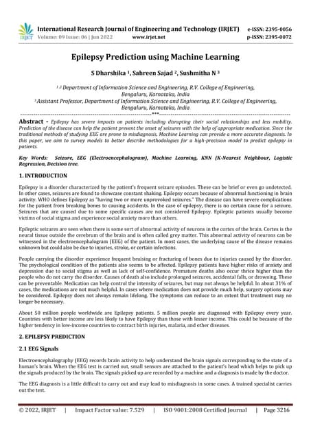 Epilepsy Prediction Using Machine Learning Pdf