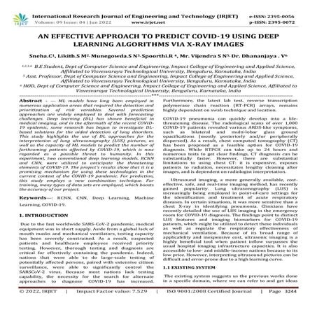 AN EFFECTIVE APPROACH TO PREDICT COVID-19 USING DEEP LEARNING ...