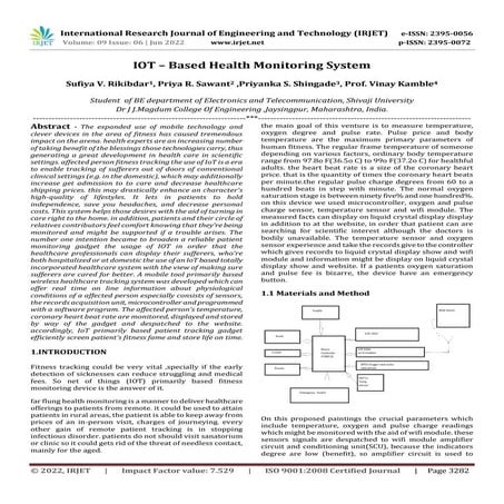IOT – Based Health Monitoring System | PDF | Computer Peripherals ...
