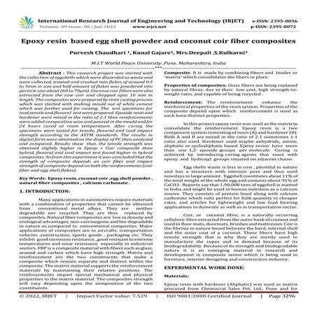 Epoxy resin based egg shell powder and coconut coir fiber composites | PDF