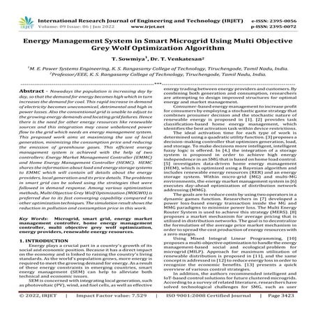 Energy Management System in Smart Microgrid Using Multi Objective Grey Wolf Optimization ...