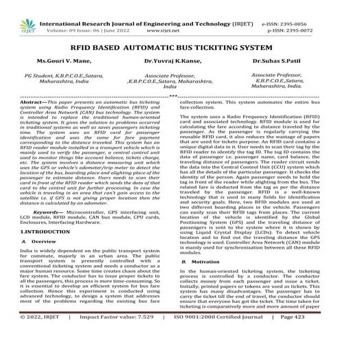 RFID BASED AUTOMATIC BUS TICKITING SYSTEM | PDF | Rail Travel | Travel Type