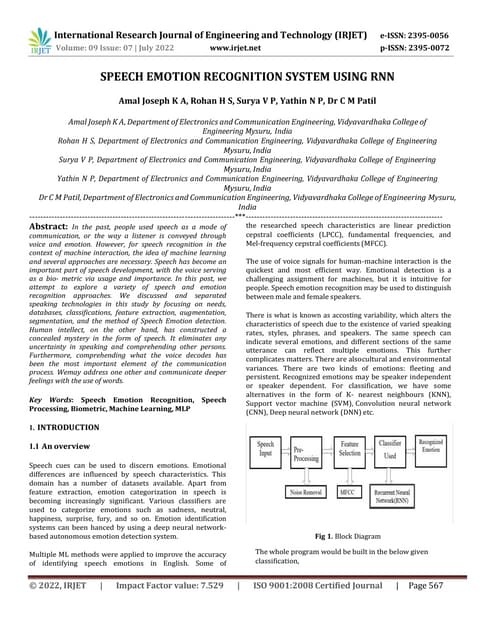 Speech emotion recognition | PDF