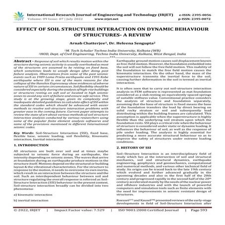 EFFECT OF SOIL STRUCTURE INTERACTION ON DYNAMIC BEHAVIOUR OF STRUCTURES ...