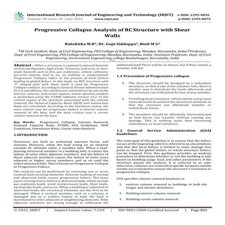 Progressive Collapse Analysis of RC Structure with Shear Walls | PDF