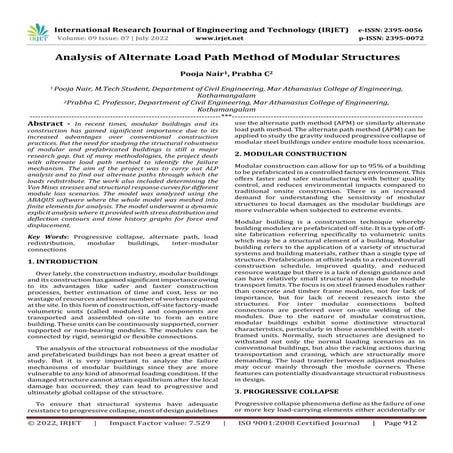 Analysis of Alternate Load Path Method of Modular Structures | PDF