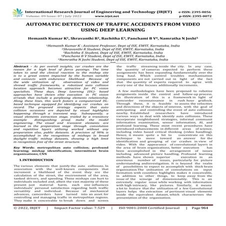 Traffic Congestion Detection Using Deep Learning | PDF