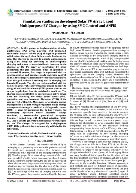 Design And Simulation Of Solar Based Fast Charging Station For Electric Vehicle Using Matlab Pdf